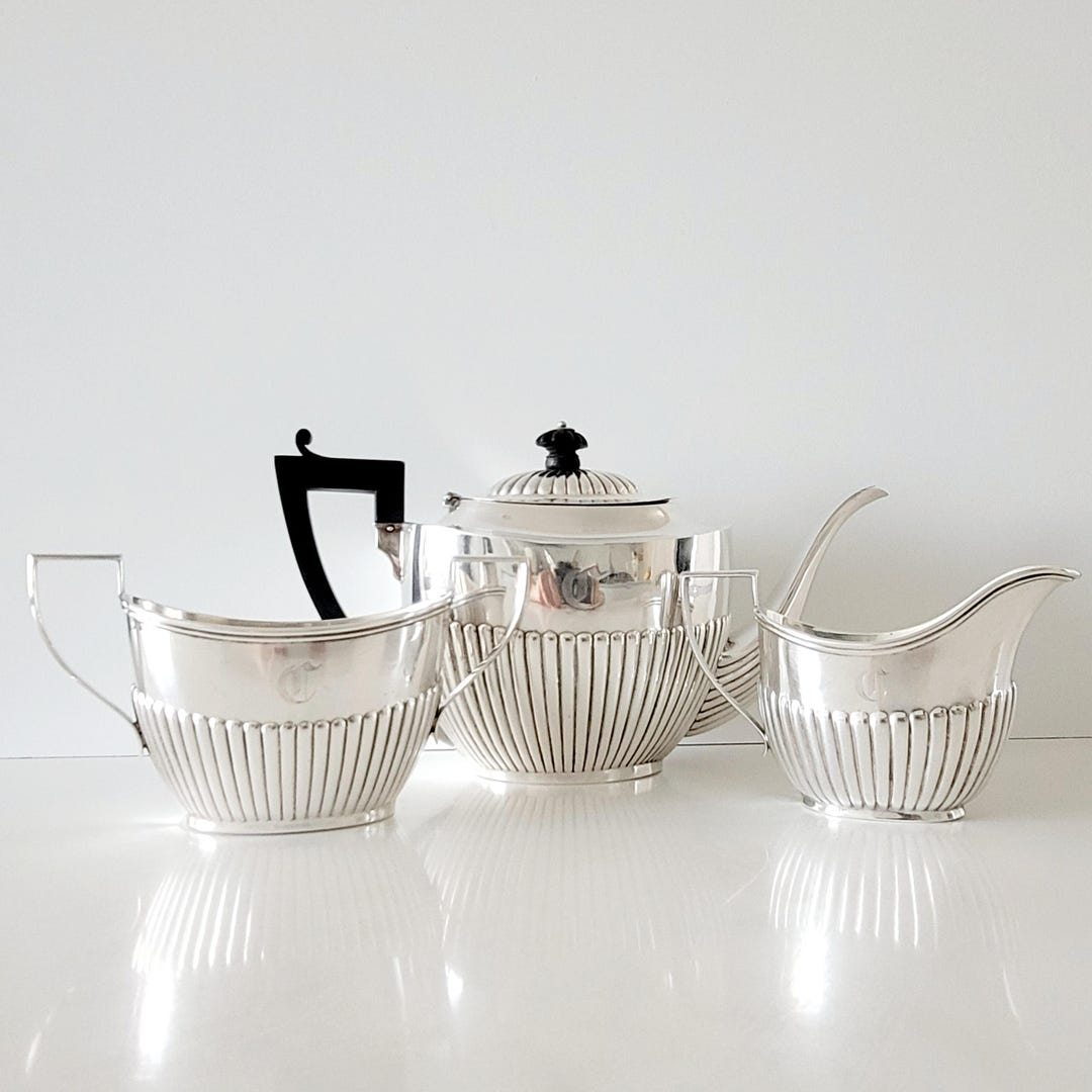 Antique Birks Sterling Silver Tea Set: Ribbed Art Deco Design. No.ss031 ...