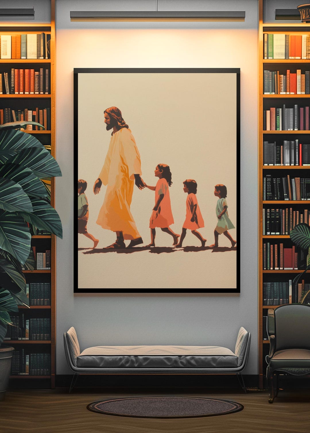 Jesus Walking With Children Minimalist Art | Christian Wall Art ...