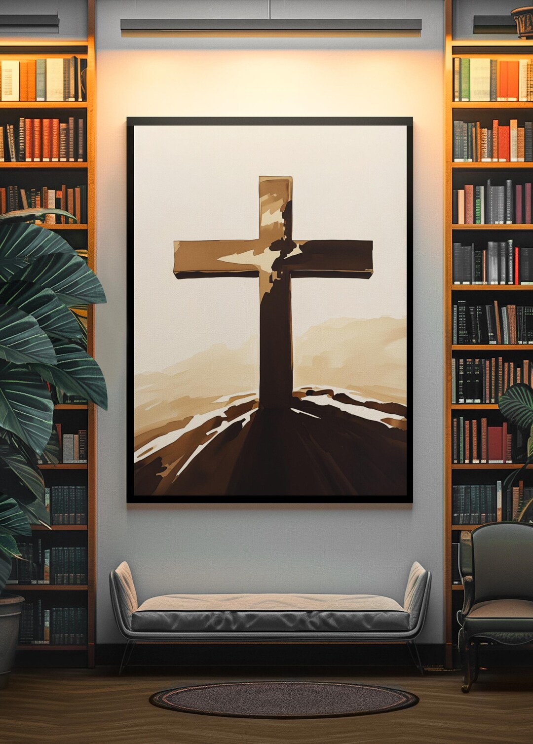 Minimalist Cross Wall Art | Neutral Beige Christian Home Decor ...