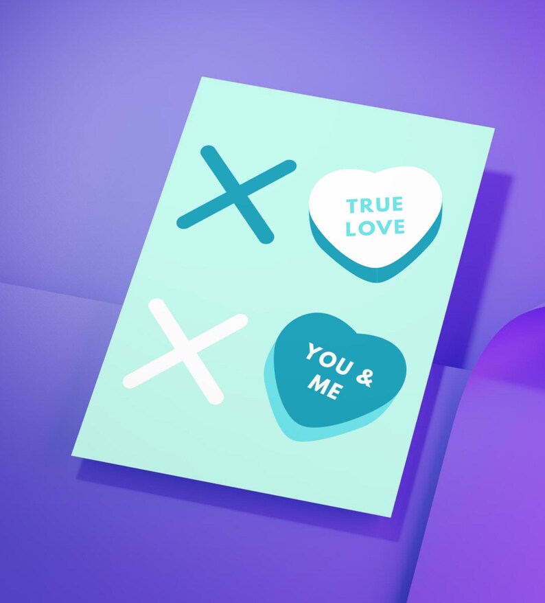 Cute Valentine's Poster, Candy Hearts, Printiable PDF Poster, Digital ...