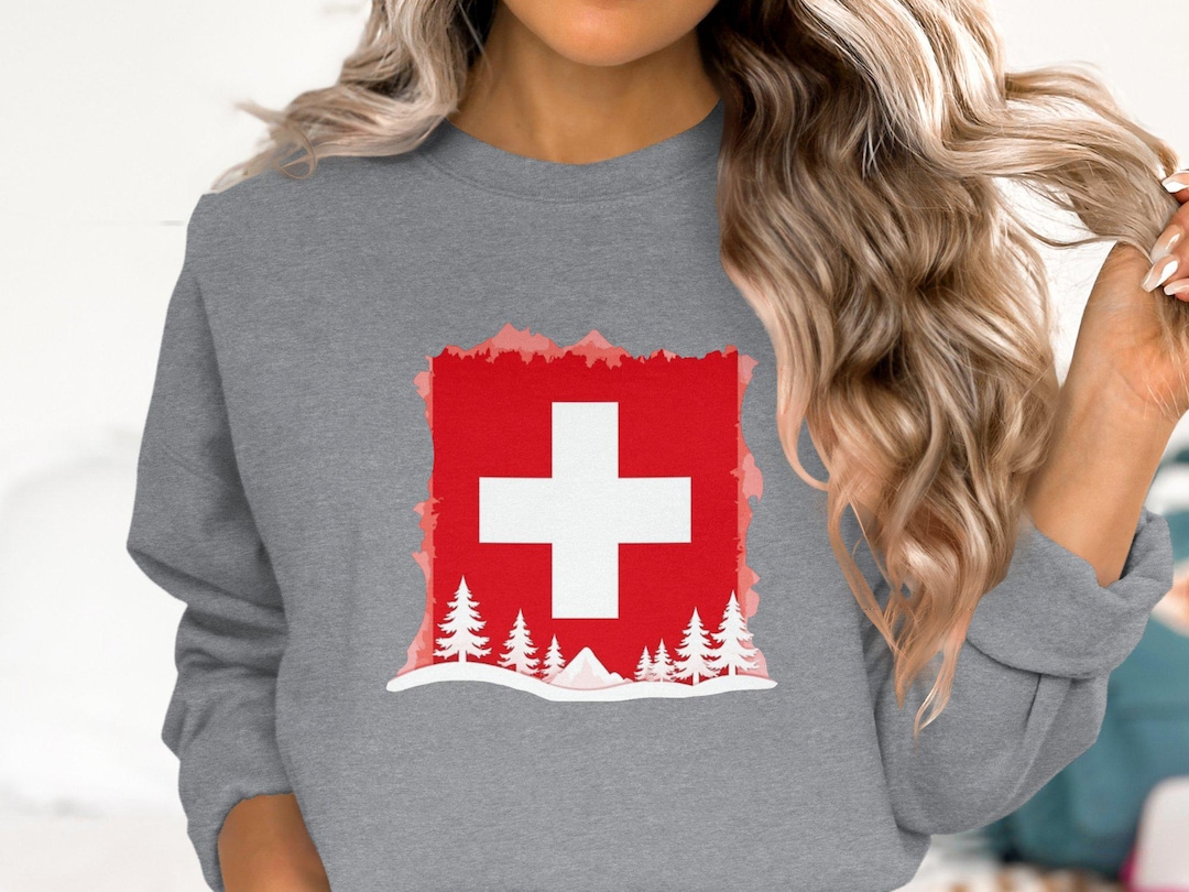 Swiss Alps Flag Sweatshirt, Switzerland Hoodie, Winter, Swiss Sweater ...