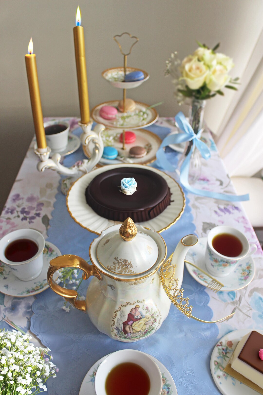 Bridgerton Vintage High Tea Party Set Bundle for 6 Cake Stand, 3-tier ...