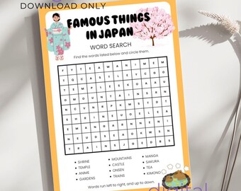Japanese Cities Word Search for Kids Fun and Educational Printable Word ...