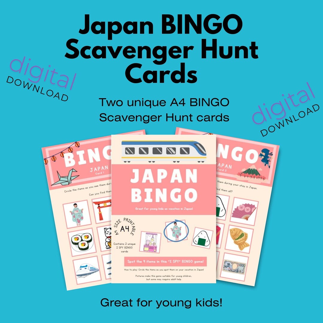 Japan Bingo-style Scavenger Hunt for Young Kids Fun and Educational ...
