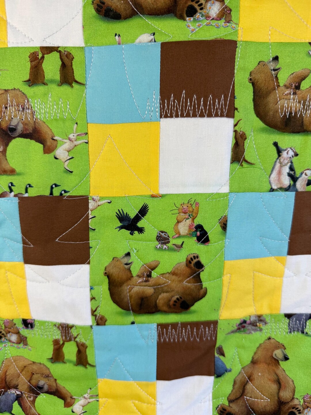 Handmade Woodland Bear Patchwork Baby Quilt | Nursery Decor, Heirloom ...