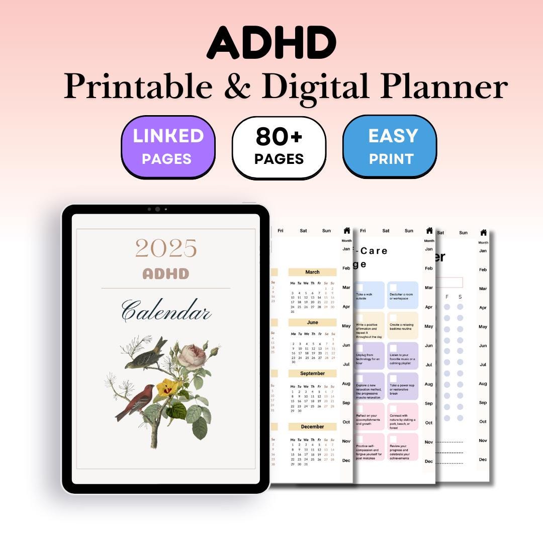 ADHD Digital Planner • Printable ADHD Planner • Goodnotes ADHD Digital ...