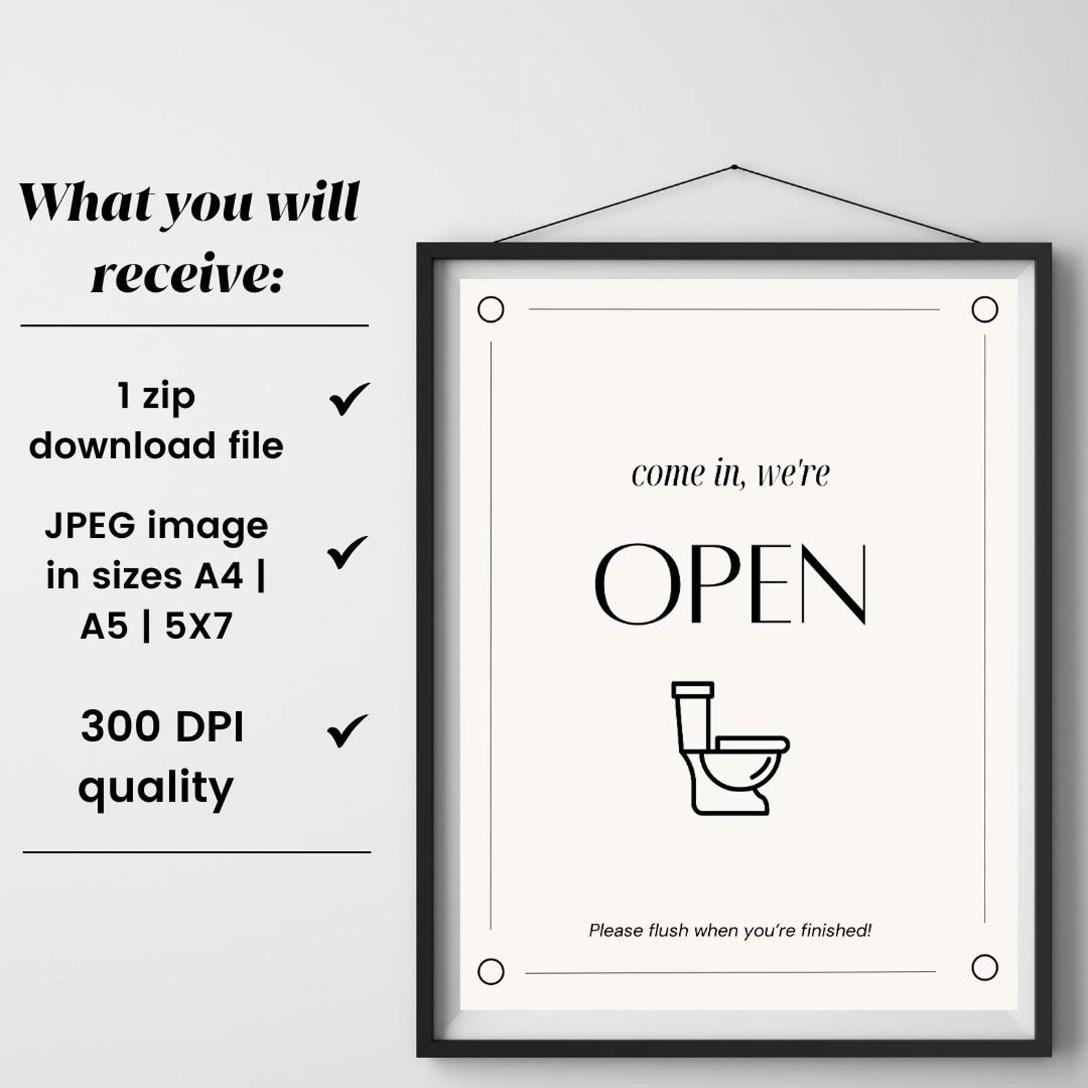 Printable Toilet Signs • Toilet Sign Decor • Bathroom Sign • Modern ...