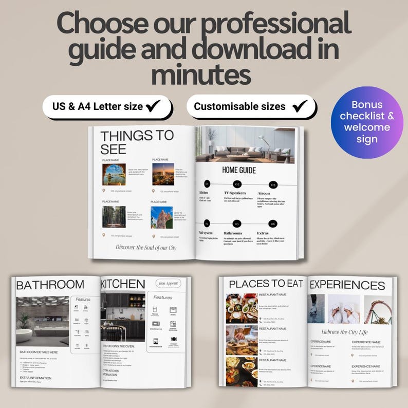 Digital Airbnb Welcome Book Template, Modern Airbnb Welcome Guide Book ...