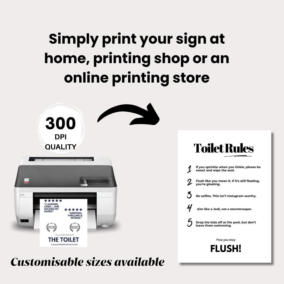 Printable Toilet Signs Funny, Funny Toilet Sign Decor, Bathroom Funny ...