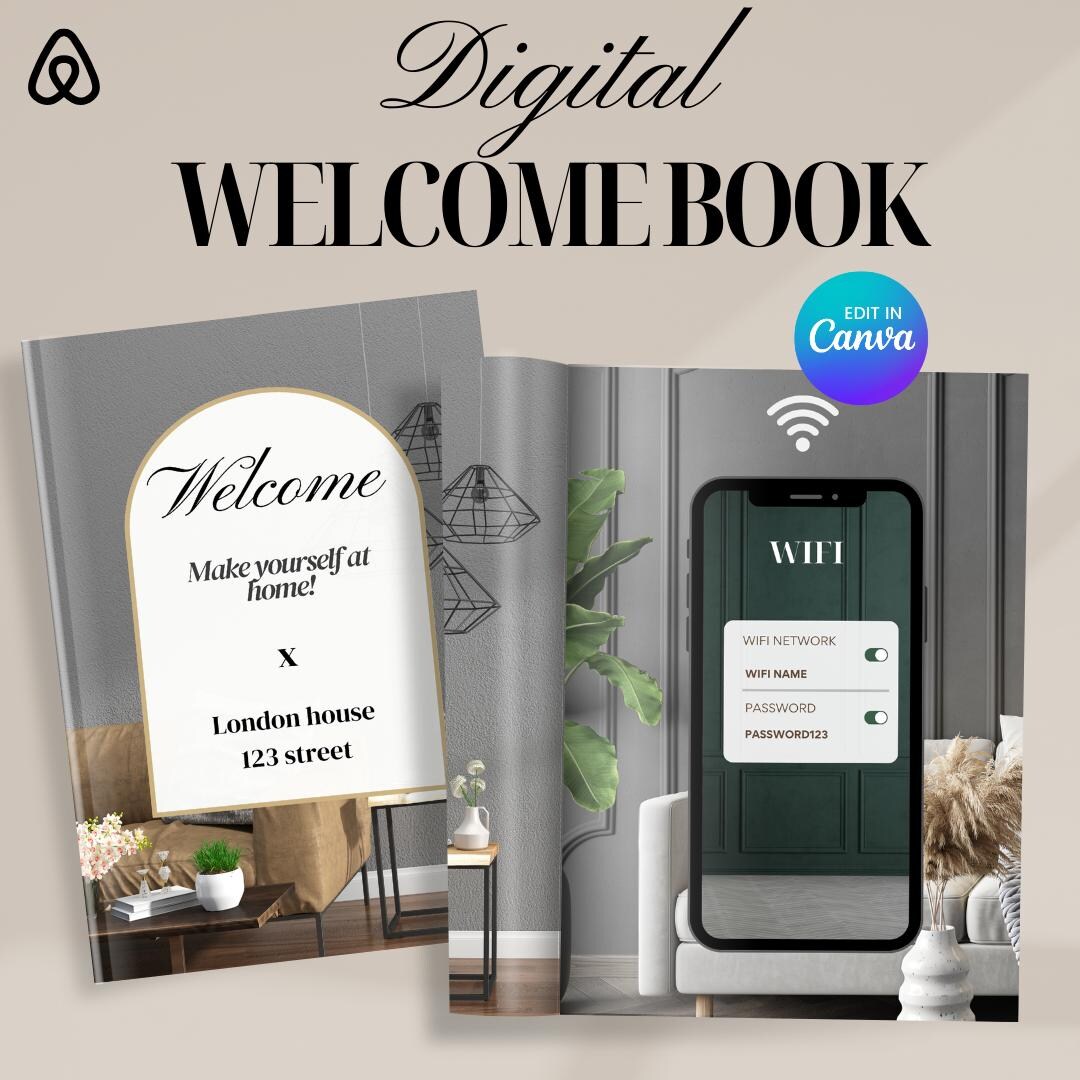 Digital Airbnb Welcome Book Template, Modern Airbnb Welcome Guide Book ...
