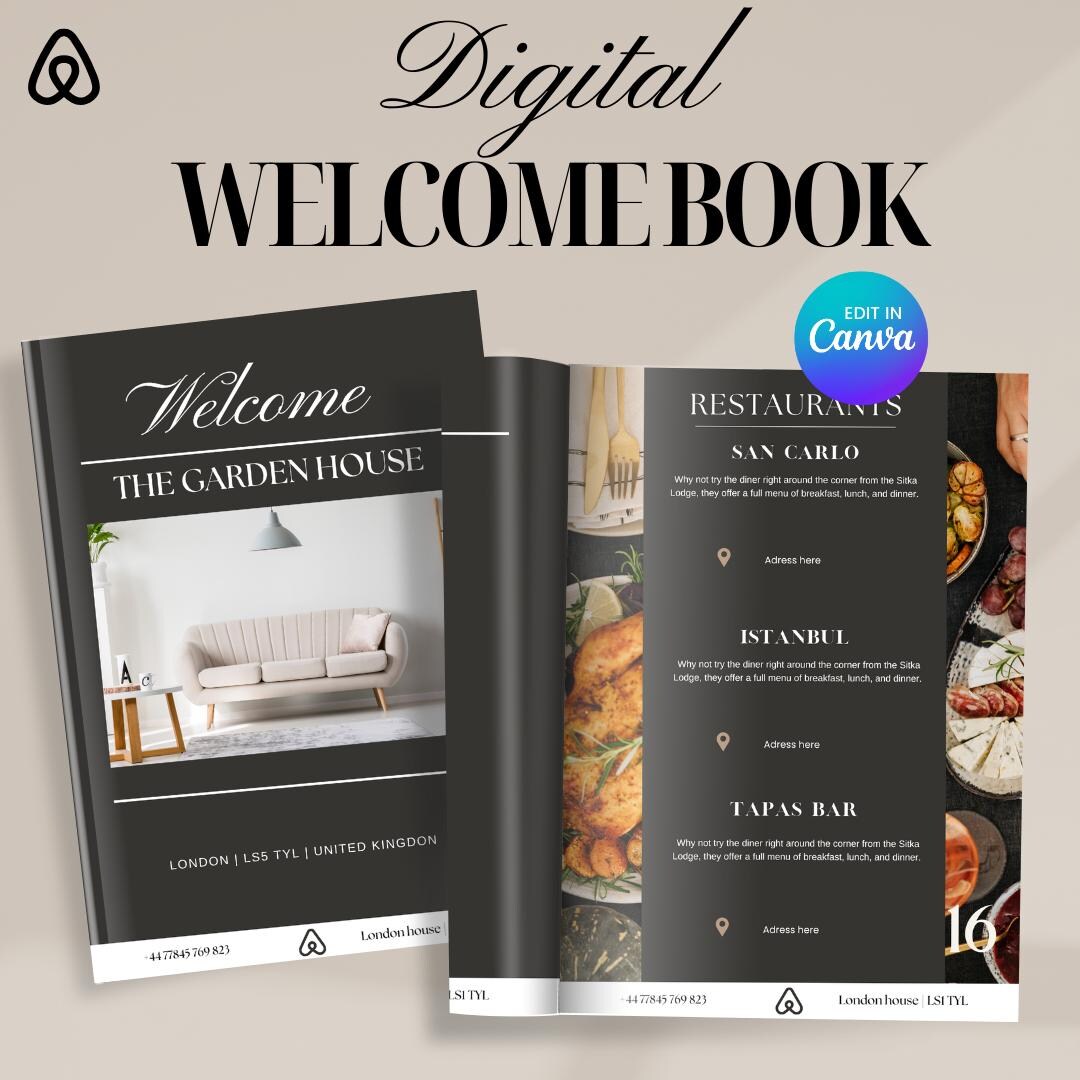 Digital Airbnb Welcome Book Template, Modern Airbnb Welcome Guide Book ...