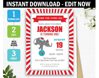Circus Birthday Banner circus Printable BIRTHDAY - Etsy