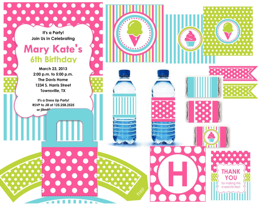 Stripes and Dots Party Kit Printable Editable Items Including the ...