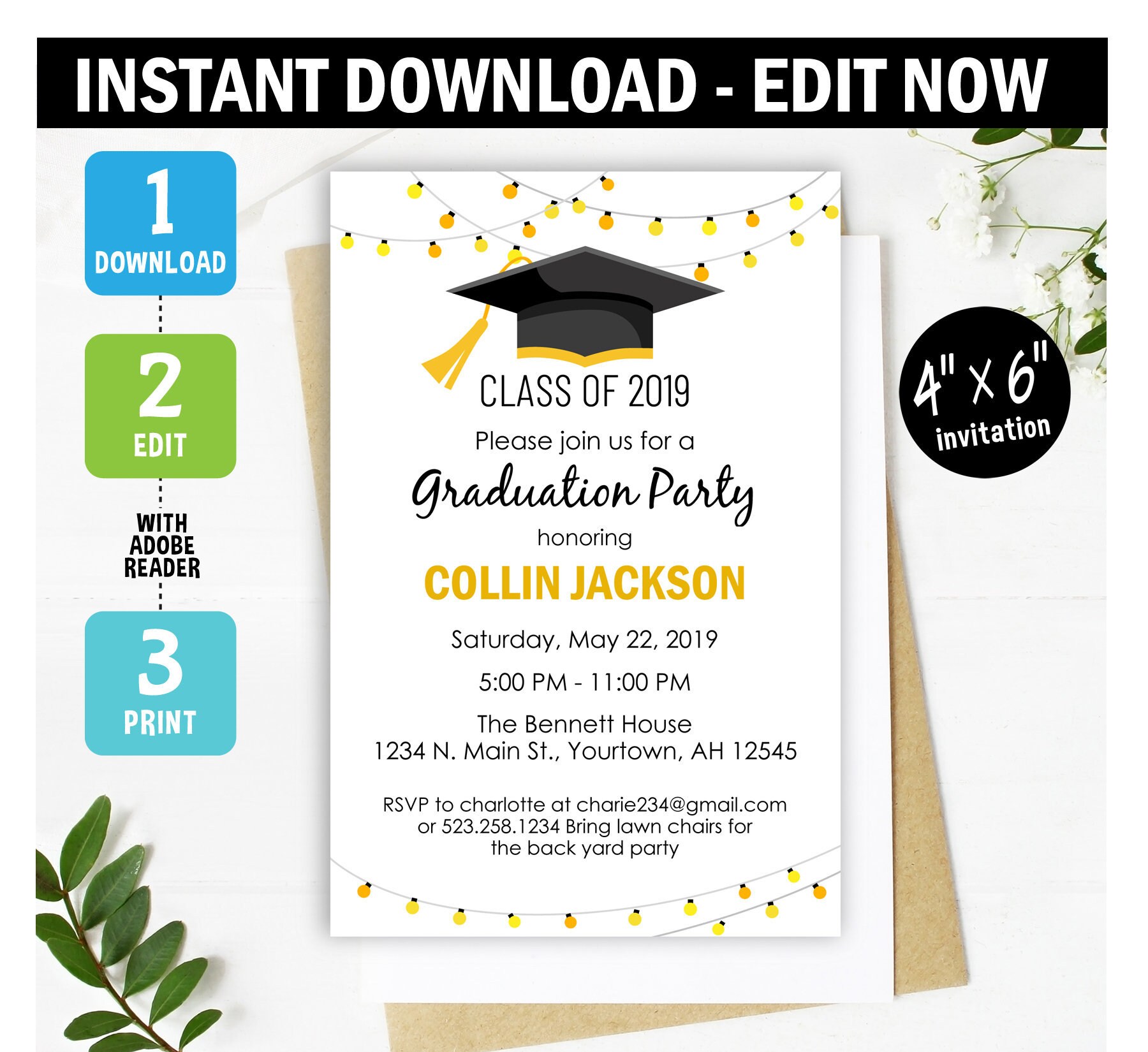 Graduation Party Invitation 4x6 invitation graduation party | Etsy