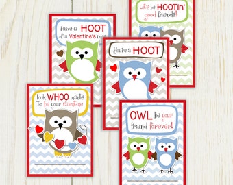 Owls Valentines Day for School Valentines, Valentine's Day Cards, Owl ...