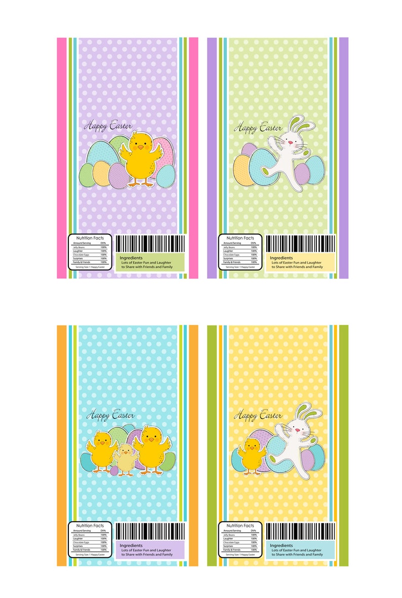 Easter Bunny and Chick Candy Bar Wrappers Printable DIY Digital Red ...