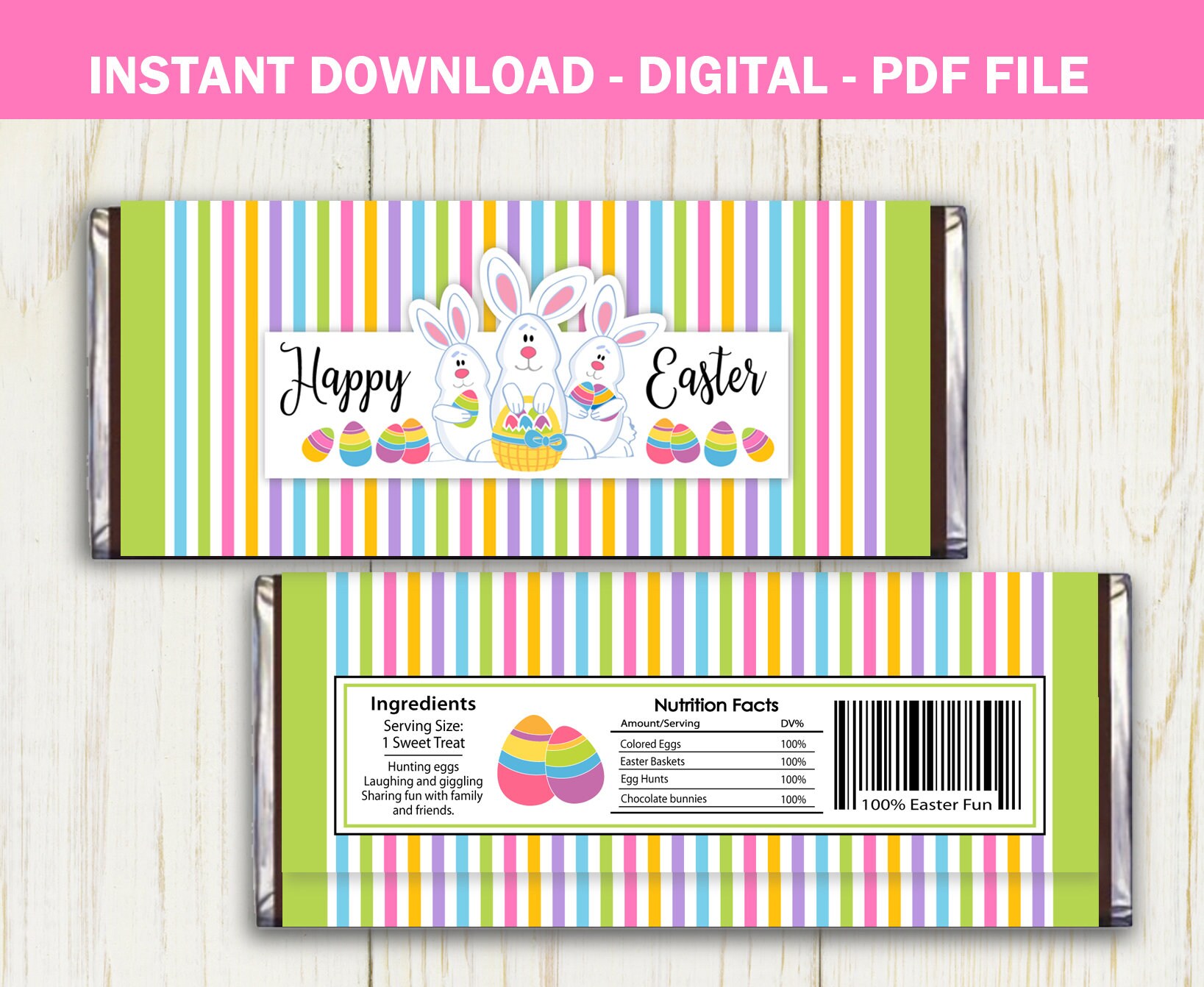 Easter Candy Bar Wrappers for Chocolate Bar DIGITAL Printable - Etsy