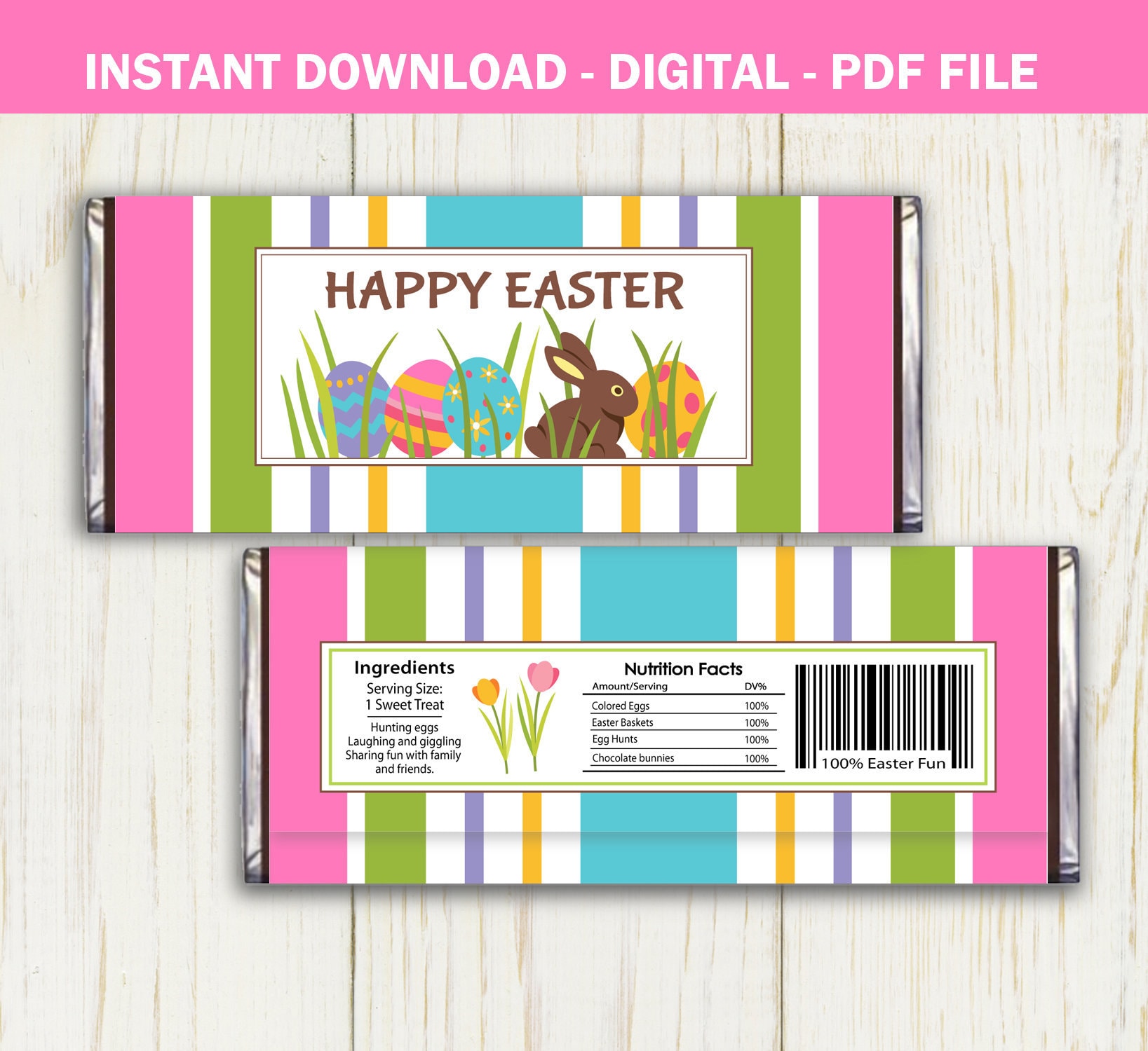 Easter Candy Bar Wrappers for Chocolate Bar DIGITAL Printable - Etsy