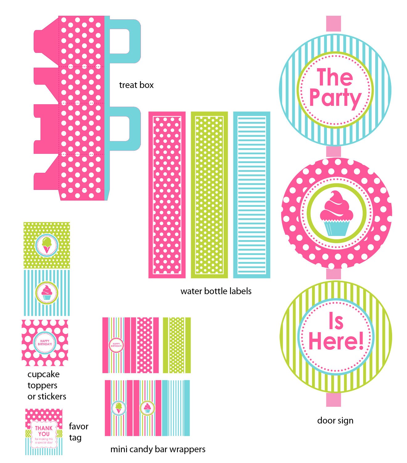 Stripes and Dots Party Kit Printable Editable Items Including the ...