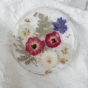 Resin Coaster [floral Fusion] - Dried Pressed Flowers, With Gold Leaf ...