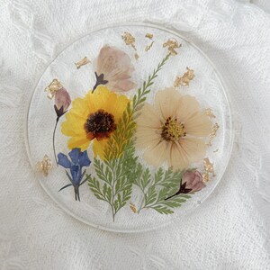 Resin Coaster [floral Fusion] - Dried Pressed Flowers, With Gold Leaf ...