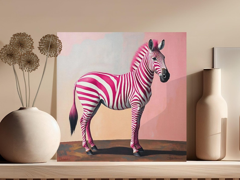 Pink Zebra Print, Modern Animal Wall Art, Stylish Decor - Etsy