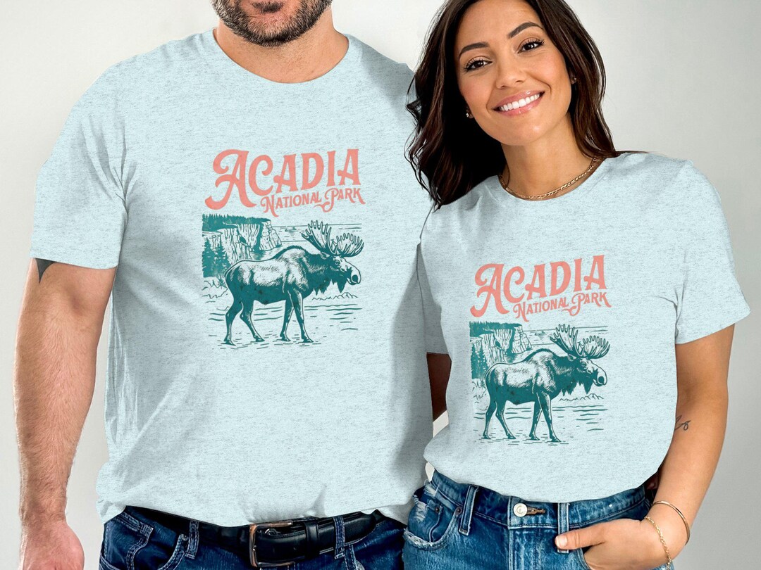Acadia National Park T-shirt, Vintage Moose Graphic Tee - Etsy