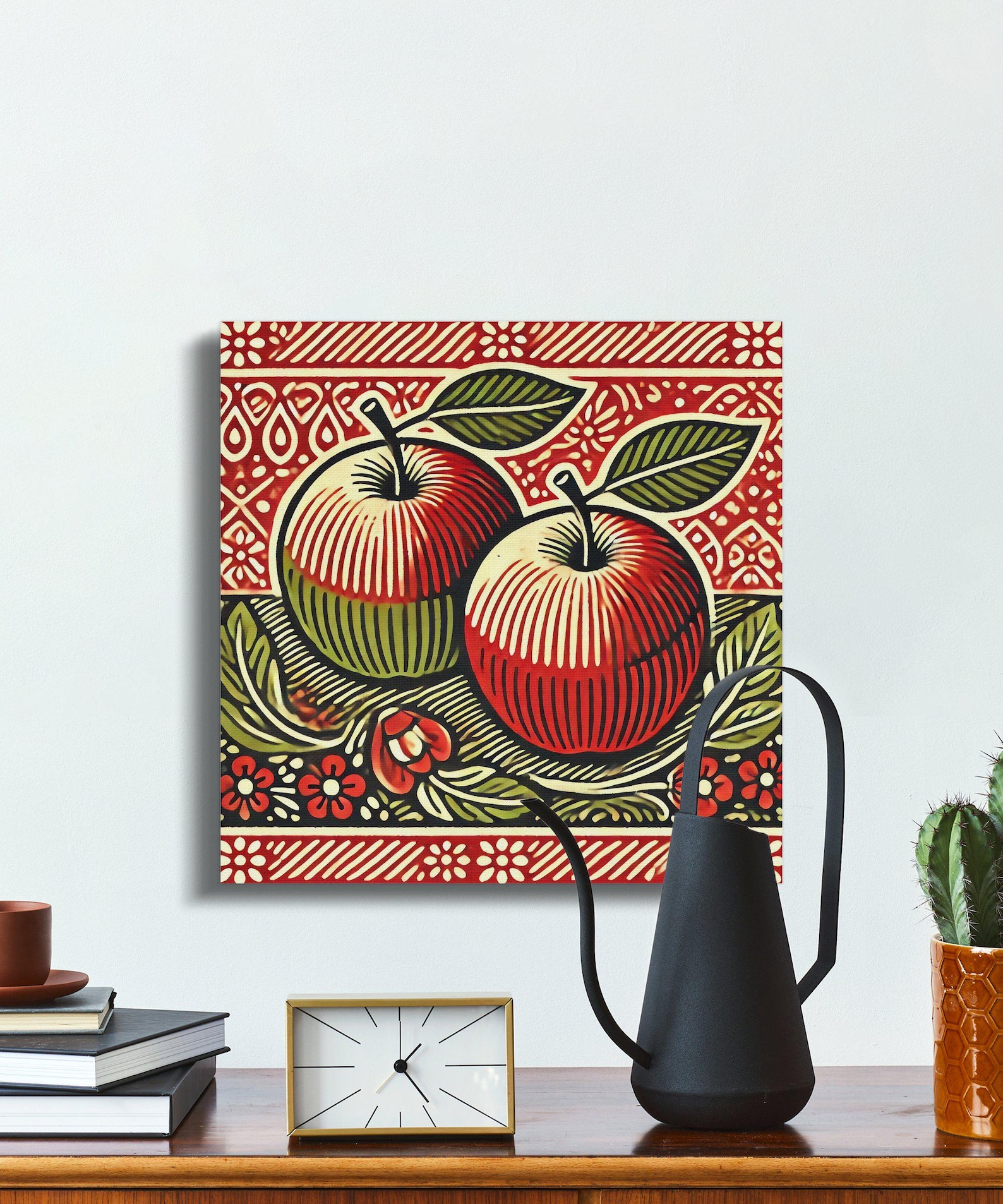 Vintage Apple Art Poster, Retro Kitchen Wall Decor, Fruit Illustration ...
