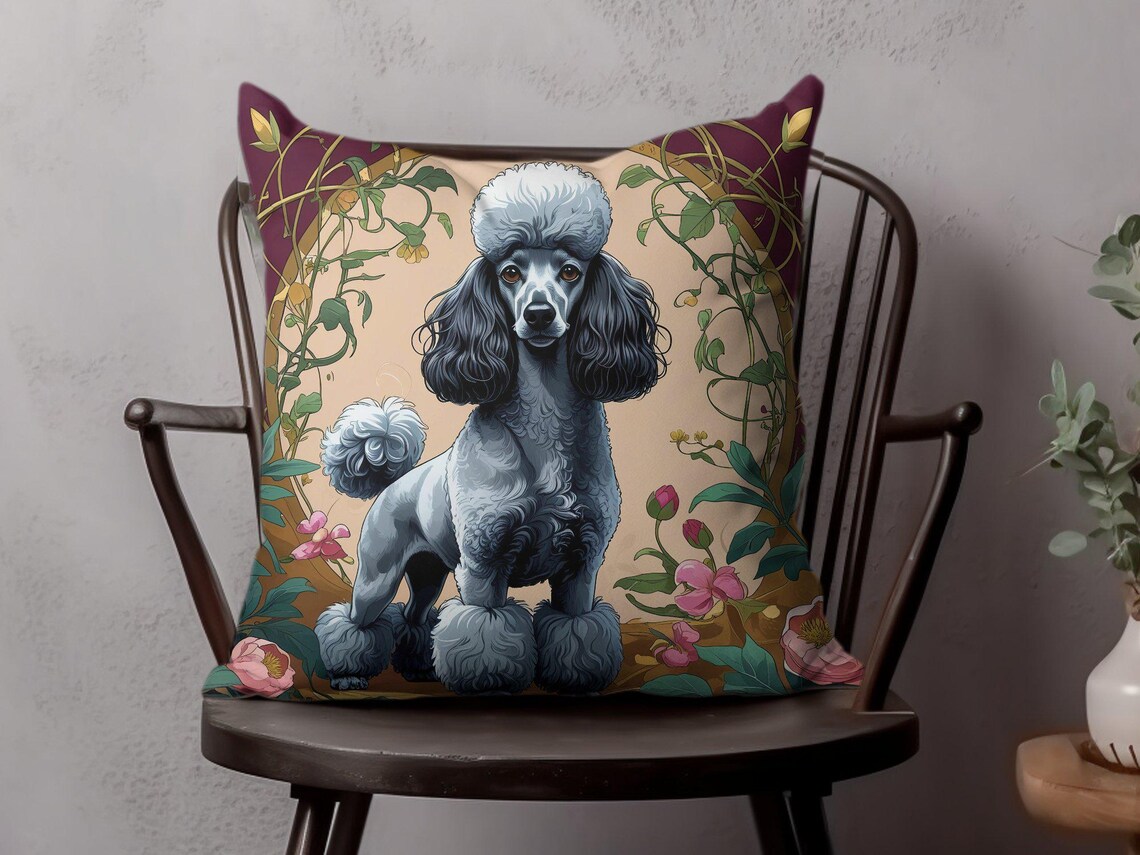 Elegant Poodle Pillow, Floral Dog Lover Home Decor, Cushion Cover - Etsy