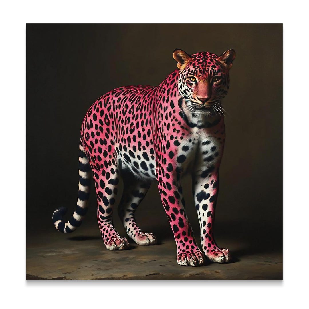 Pink Leopard Art Print, Modern Animal Wall Decor - Etsy