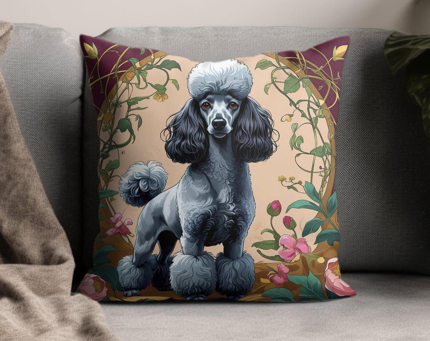 Elegant Poodle Pillow, Floral Dog Lover Home Decor, Cushion Cover - Etsy