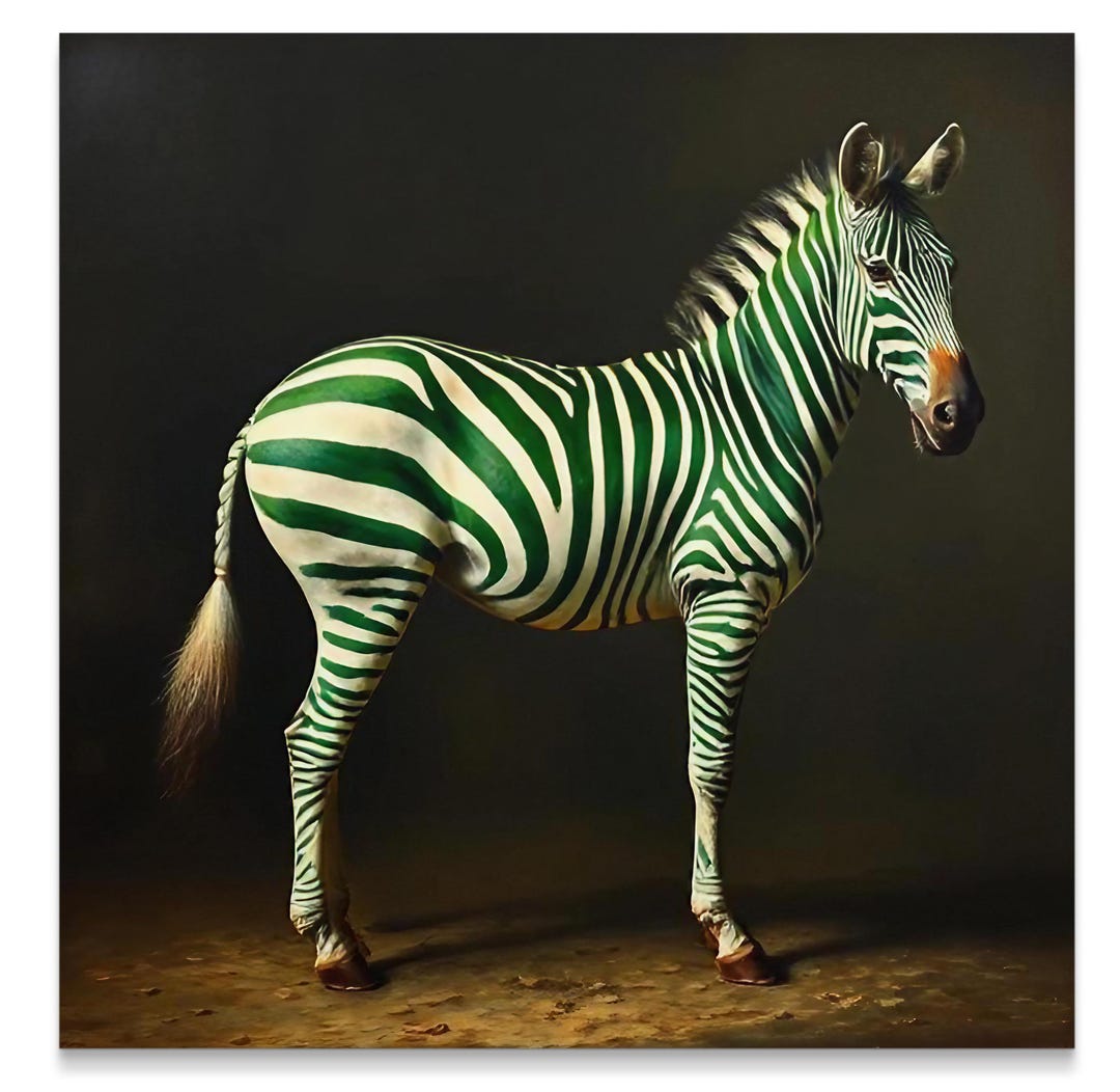 Green Zebra Print, Stylish Animal Wall Art, 12x12 Glossy Laminated ...