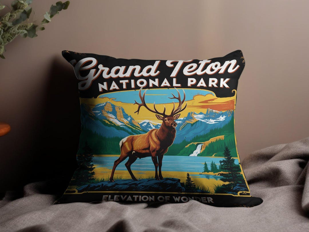 Grand Teton National Park Pillow, Elevation of Wonder Deer Scene ...