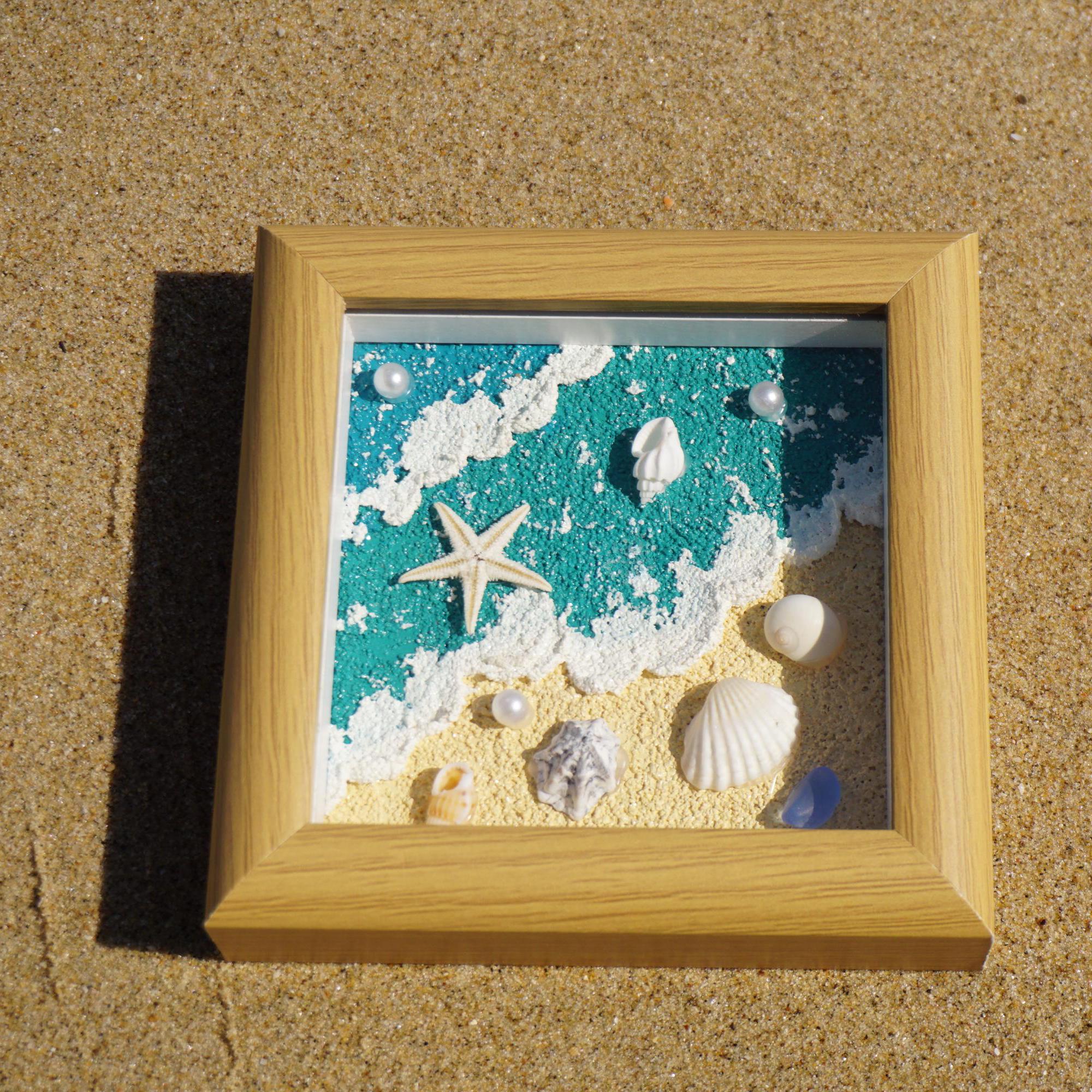 Seashell Home Decor, Shell Collage Decor, Stand Frame, Sea Wave Decor ...