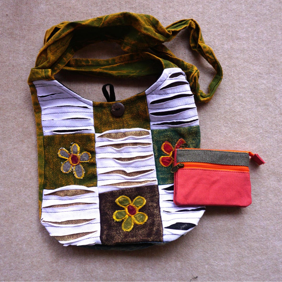 Combination of One Nepal Boho Crossbody Bag and One Coin/card Purse ...