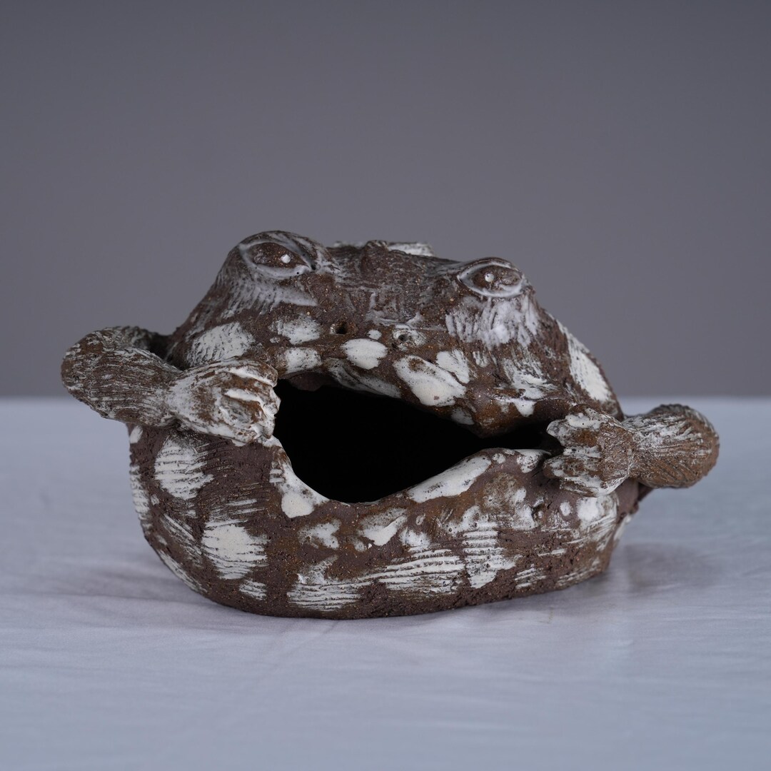 Handmade Ceramic Frog Sculpture, Rustic Frog Pottery, Unique Animal ...