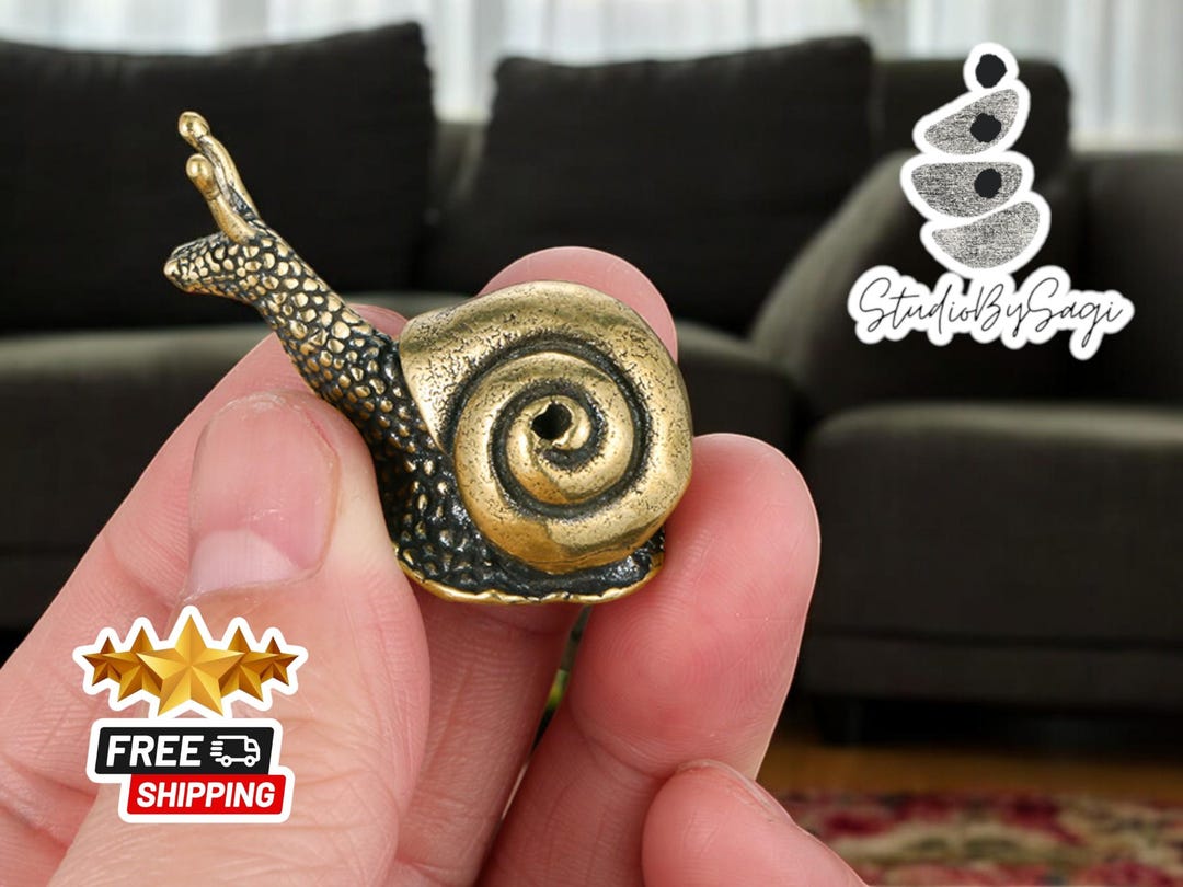 Solid Brass Snail Figurine | Copper Tea Table Accent | Small Desk ...