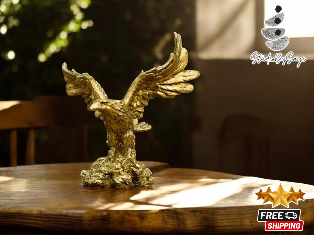 Regal Eagle Figurine | Golden Falcon Statue | Resin Bird Sculpture ...