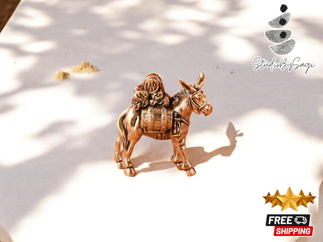 Solid Brass Donkey Sculpture Miniature Copper Animal Ornament Vintage ...
