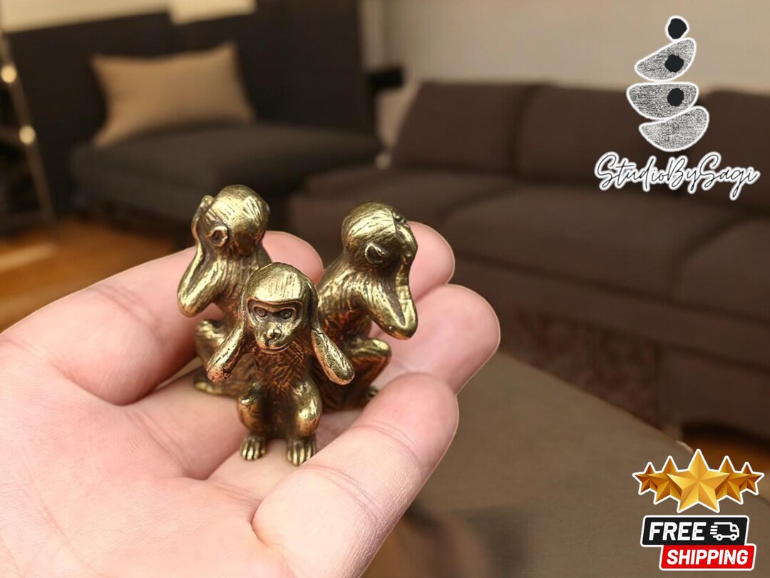Copper Three Monkeys Statue | See No Evil Figurine | Bronze Monkey ...