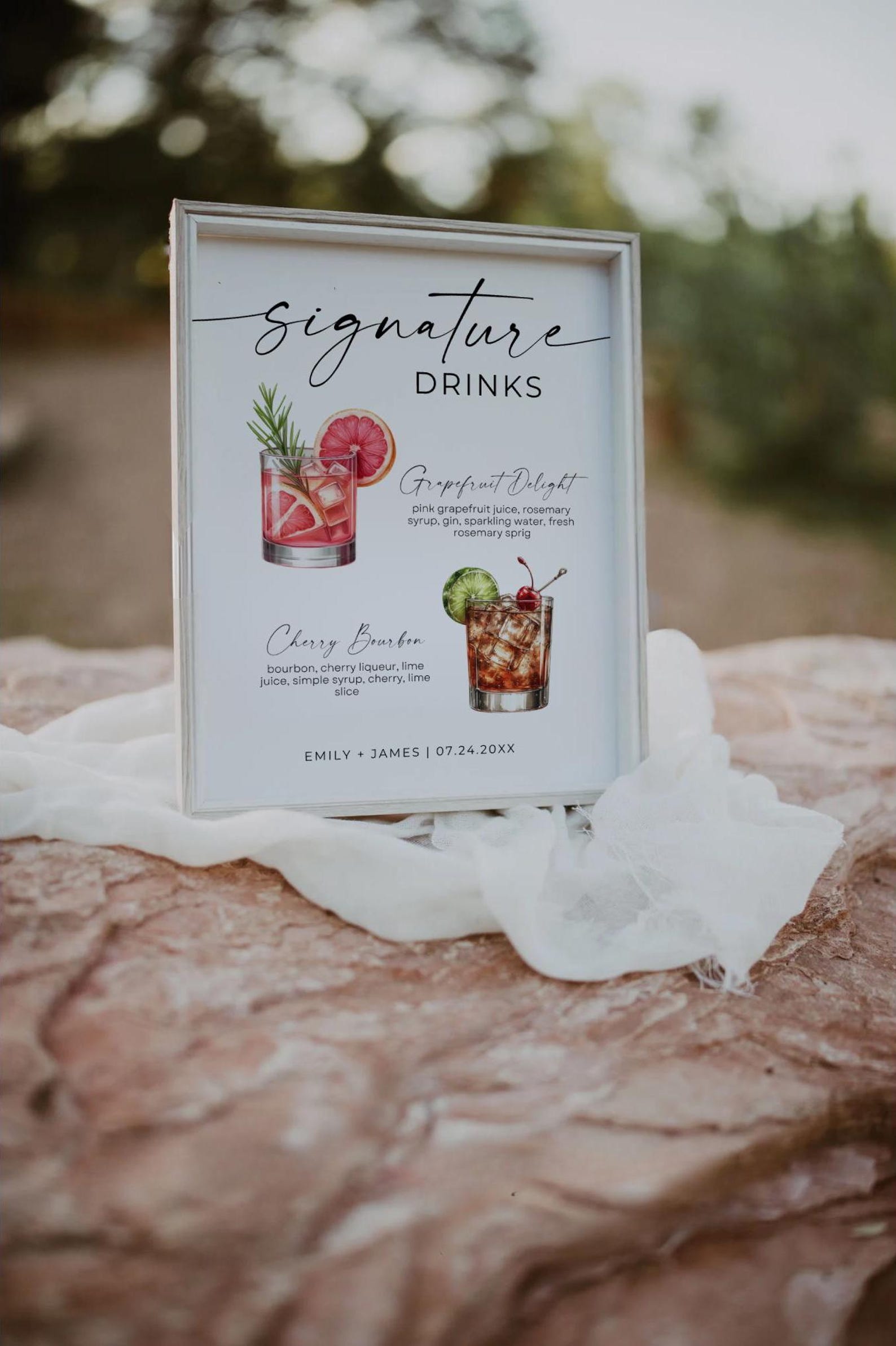 Signature Drink Sign, Bar Menu, Cocktail Drink Sign, Wedding Bar Menu ...