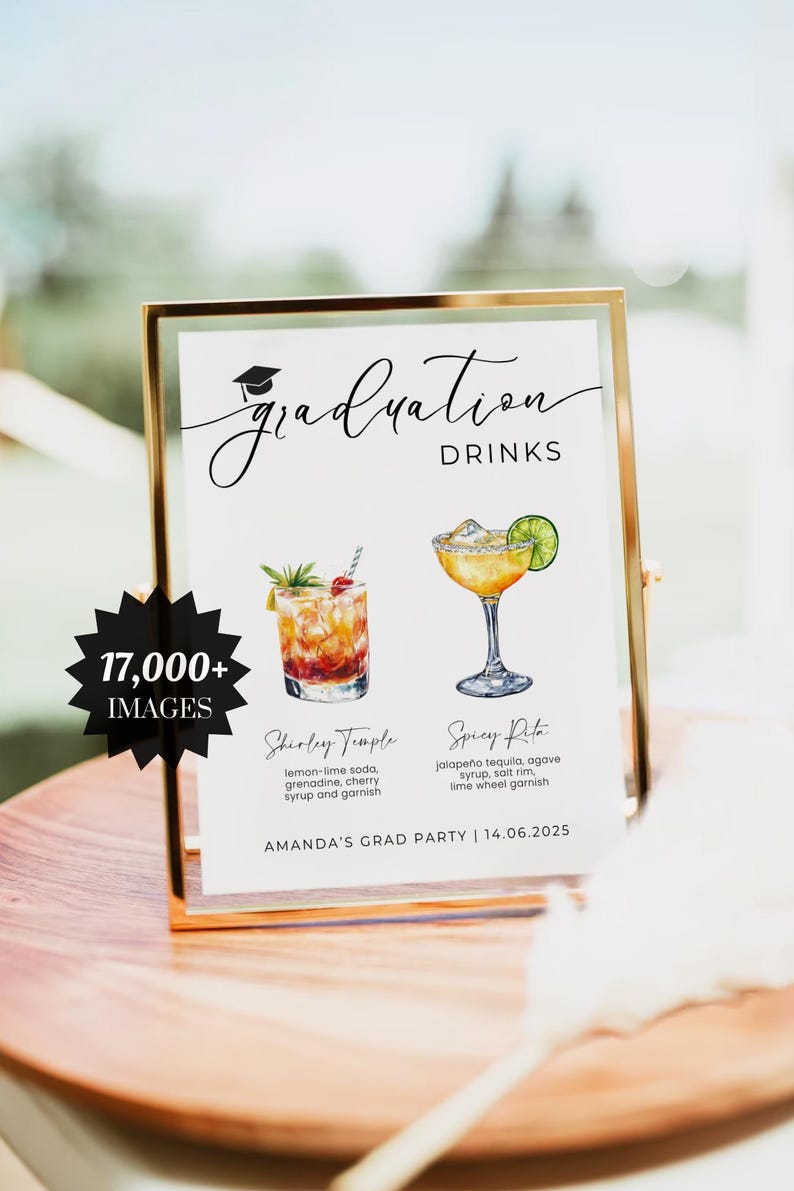 Grad Signature Drink Sign, Graduation Bar Menu, Graduation Cocktail ...