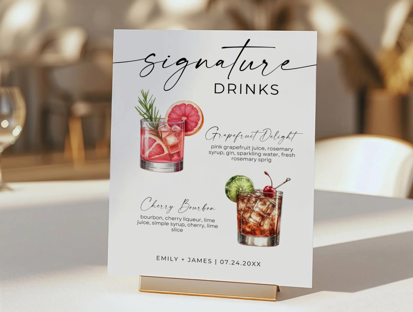 Signature Drink Sign, Bar Menu, Cocktail Drink Sign, Wedding Bar Menu ...