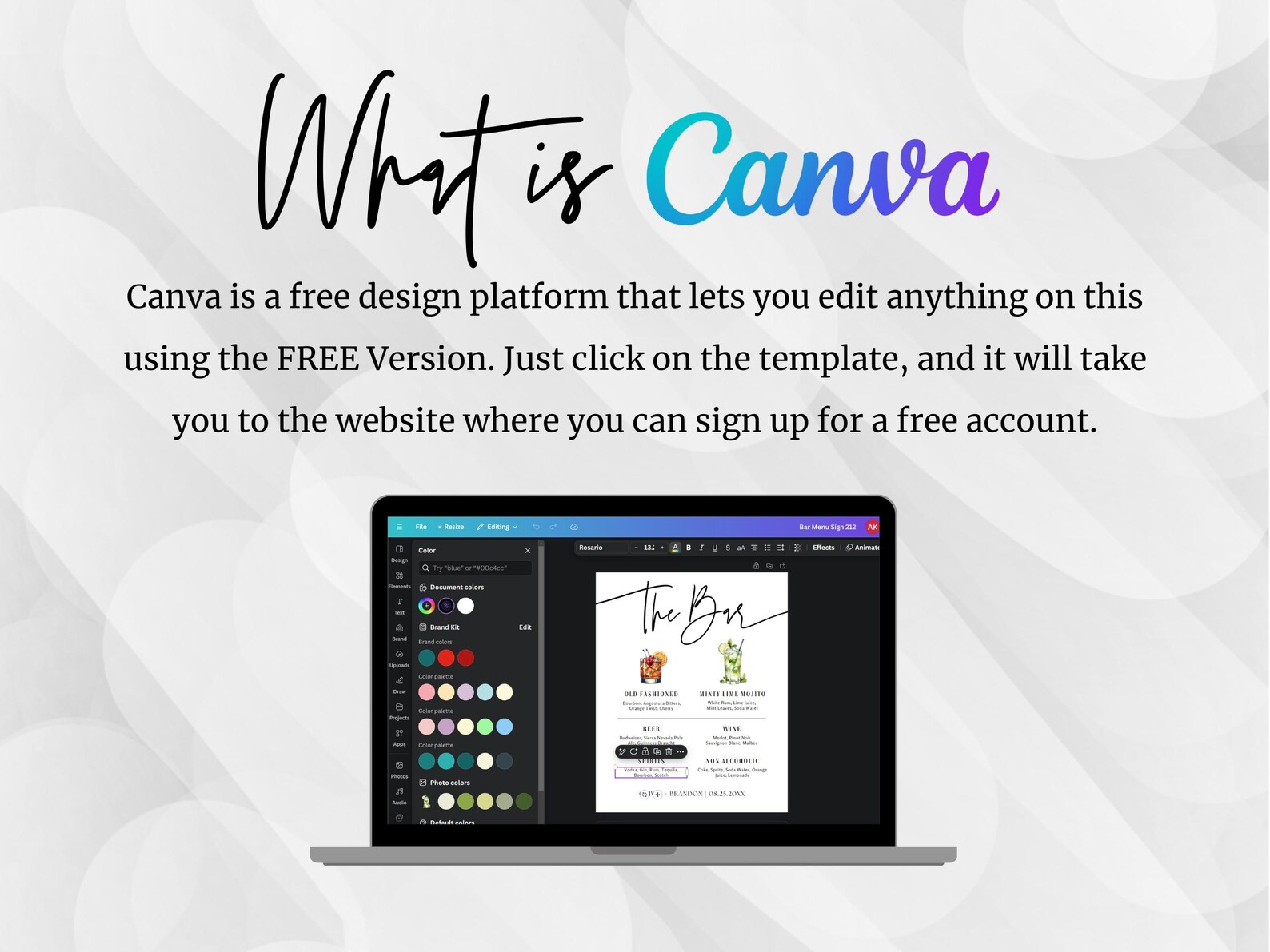 Modern Graduation Signature Drink Sign, Graduate Bar Menu Sign ...