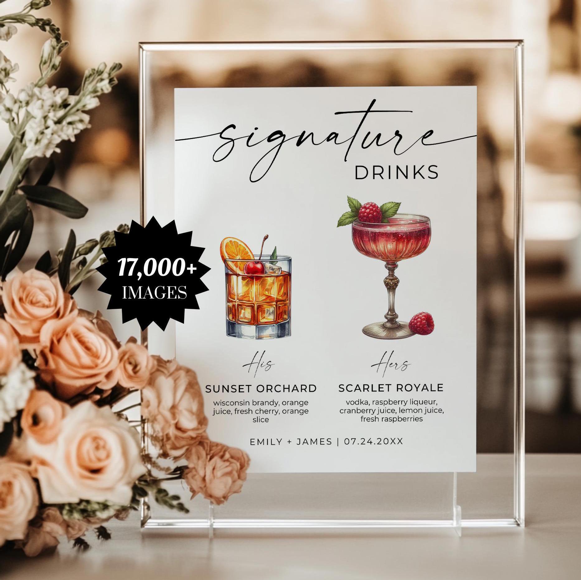 Signature Drink Sign, Cocktail Sign, Signature Cocktail Sign, Bar Menu ...
