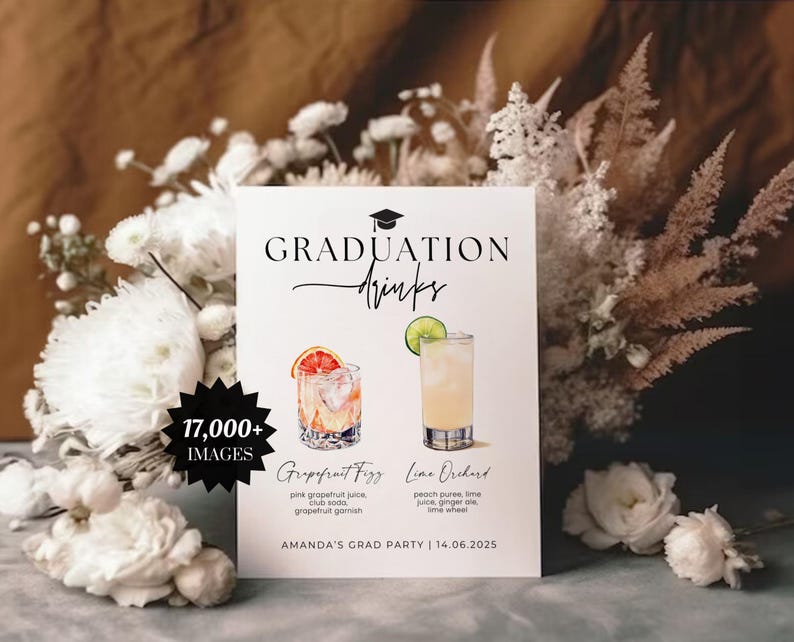Graduation Signature Cocktail Sign, Grad Cocktail Drink Sign ...