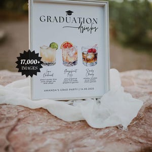 Modern Grad Signature Drink Sign, Graduation Bar Menu Sign, Grad Bar ...