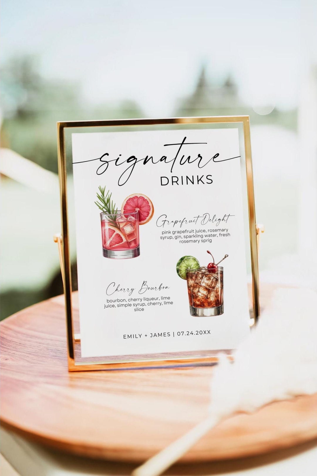 Signature Drink Sign, Bar Menu, Cocktail Drink Sign, Wedding Bar Menu ...