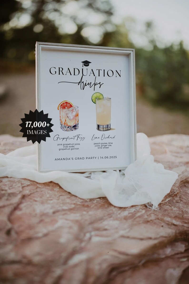 Graduation Signature Cocktail Sign, Grad Cocktail Drink Sign ...