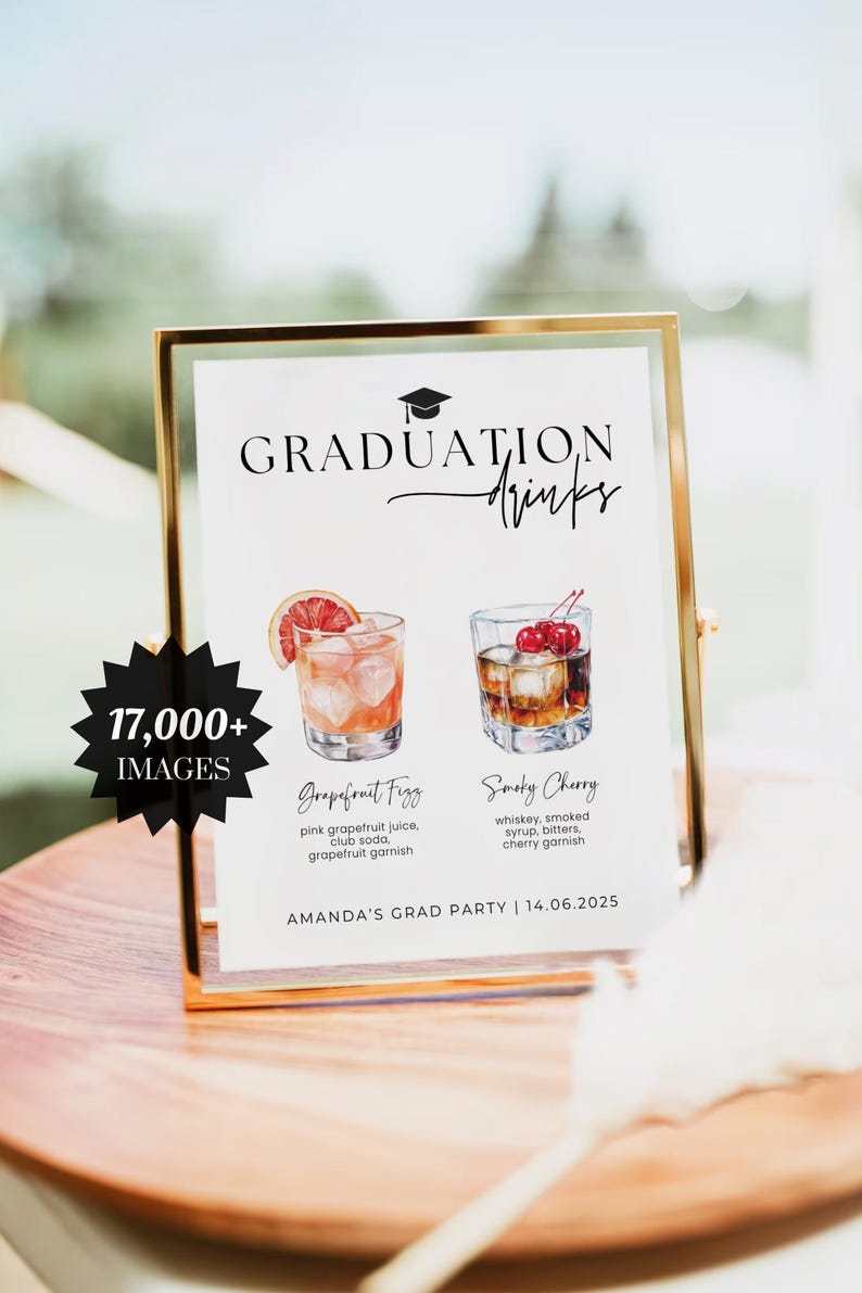Graduation Bar Menu Sign, Grad Signature Drink Sign, Graduation ...